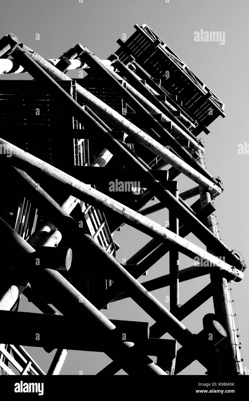 Wood tower observation construction Black and White Stock Photos ...