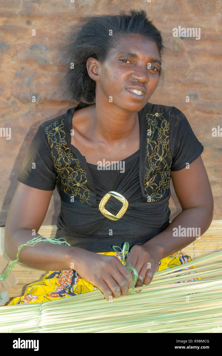 African woman in rural village of Mushekwa on the Zambezi River in ...