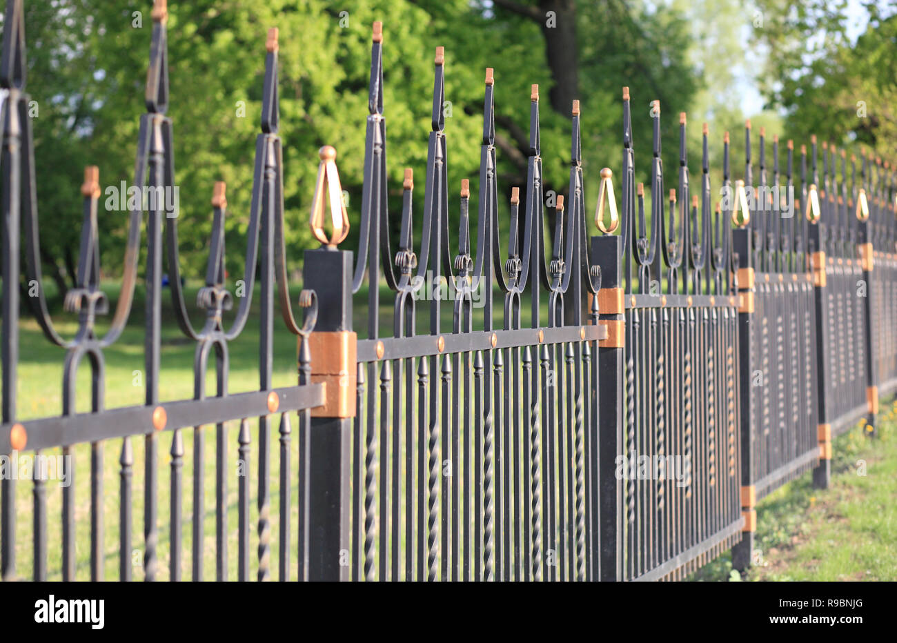 fence with gold decoration Stock Photo - Alamy