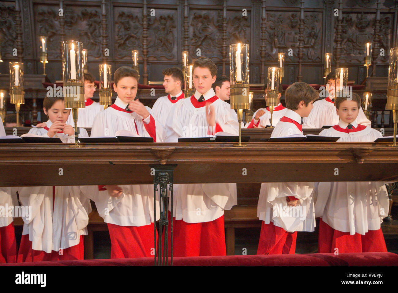 The choir from King's College Cambridge on their last rehearsal for A Festival of Nine Lessons ...