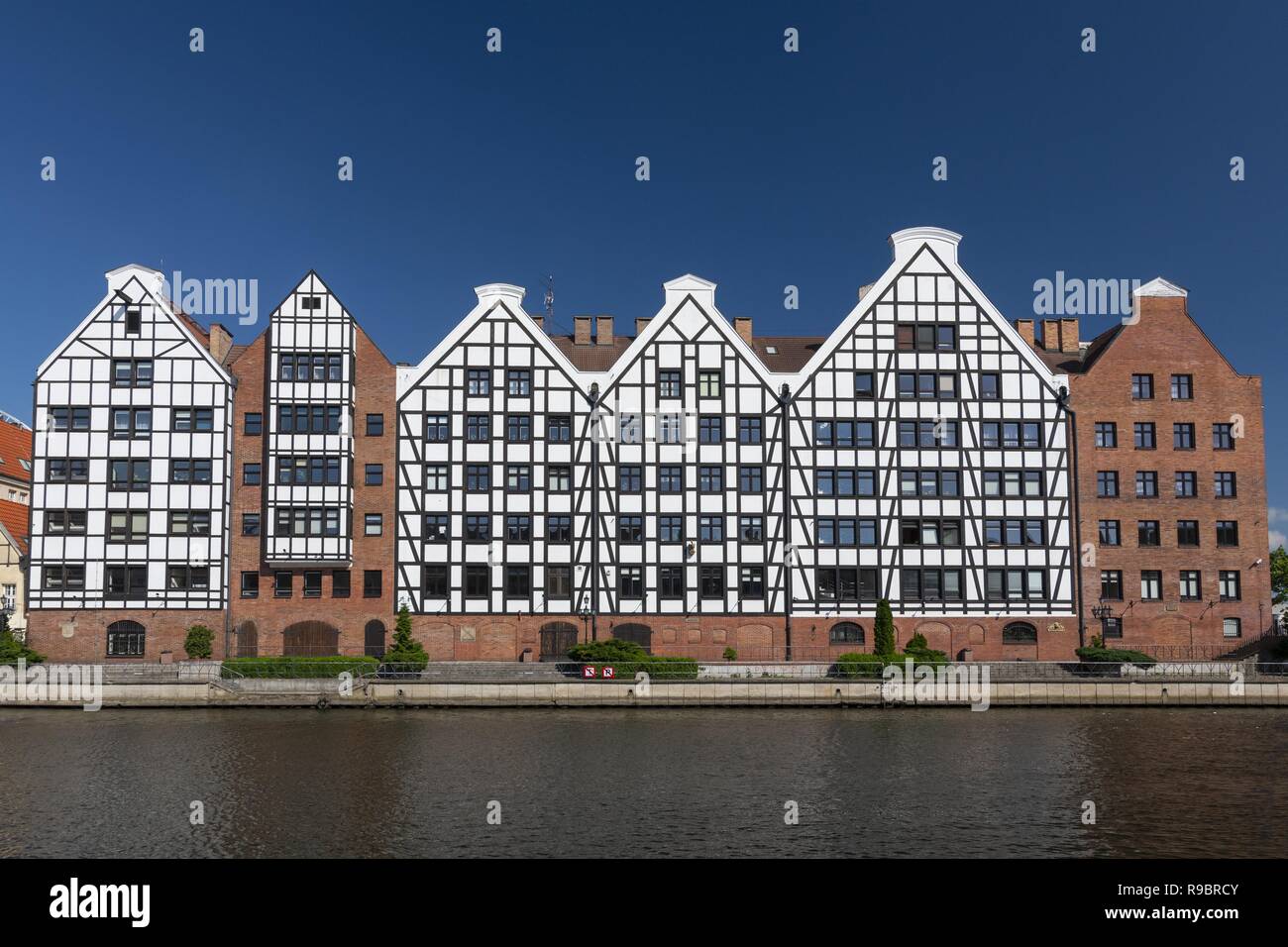 Old historic granaries on the Granary Island in Gdansk, Poland Stock ...