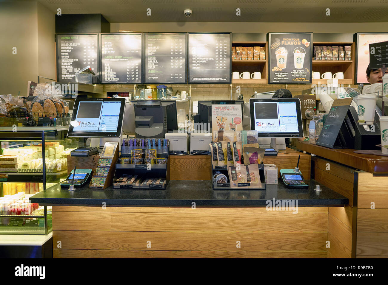 INCHEON, SOUTH KOREA - CIRCA MAY, 2017: Starbucks at Incheon ...