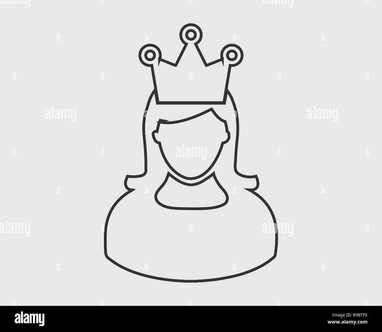 Awarded Women line Icon. Female symbol with crown on her head Stock ...
