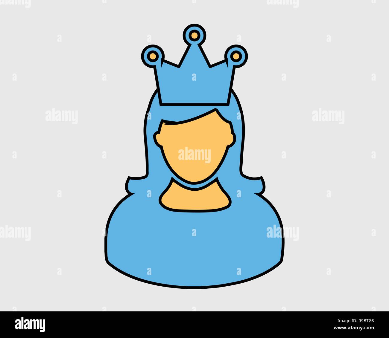 Coorful Awarded Women Icon. Female symbol with crown on her head Stock ...