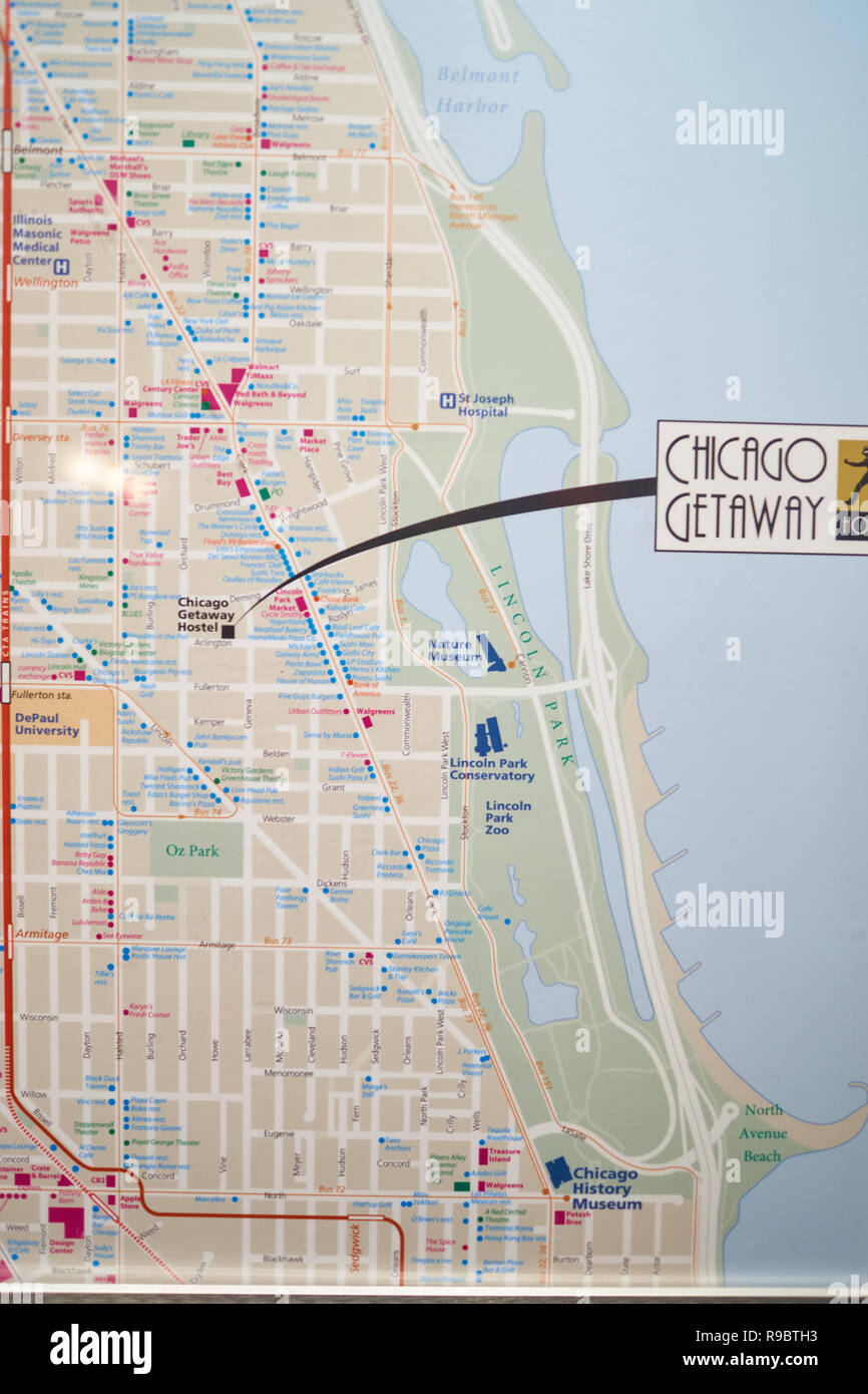 Chicago map close up hi-res stock photography and images - Alamy