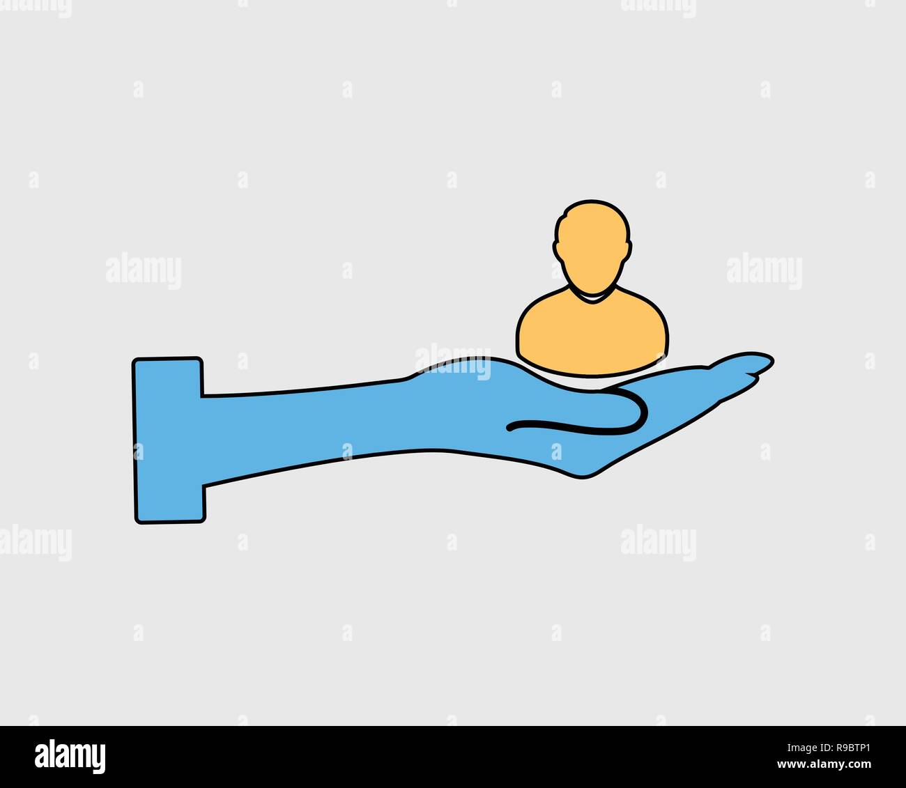 Colorful Customer care icon. Male symbol on hand sign Stock Vector ...