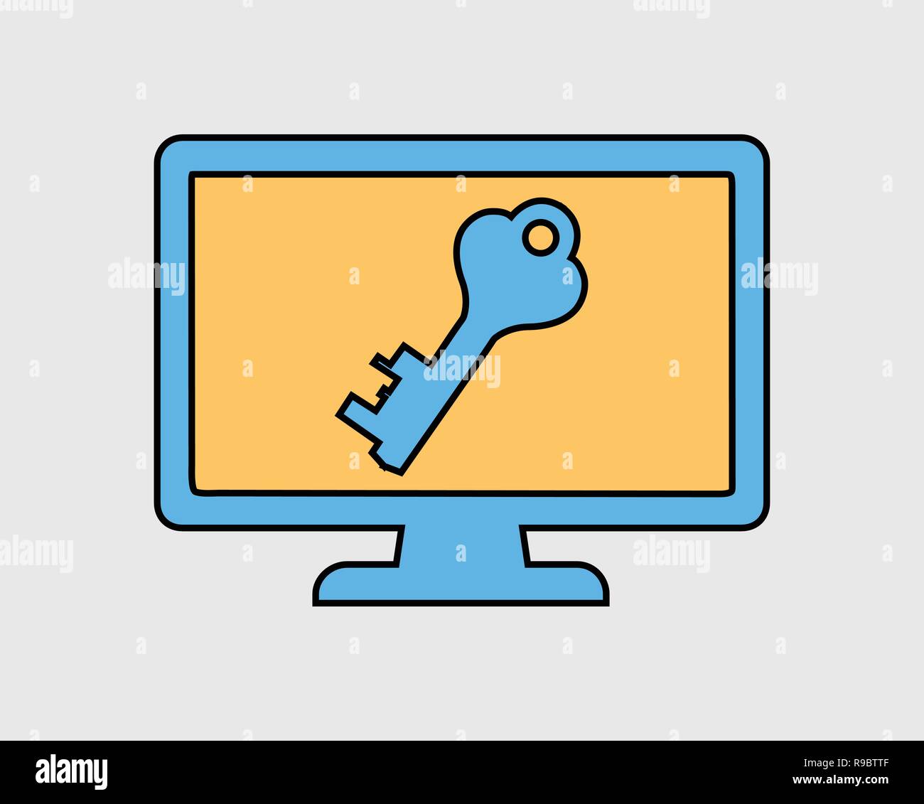 Computer monitor padlock icon Stock Vector Images - Alamy