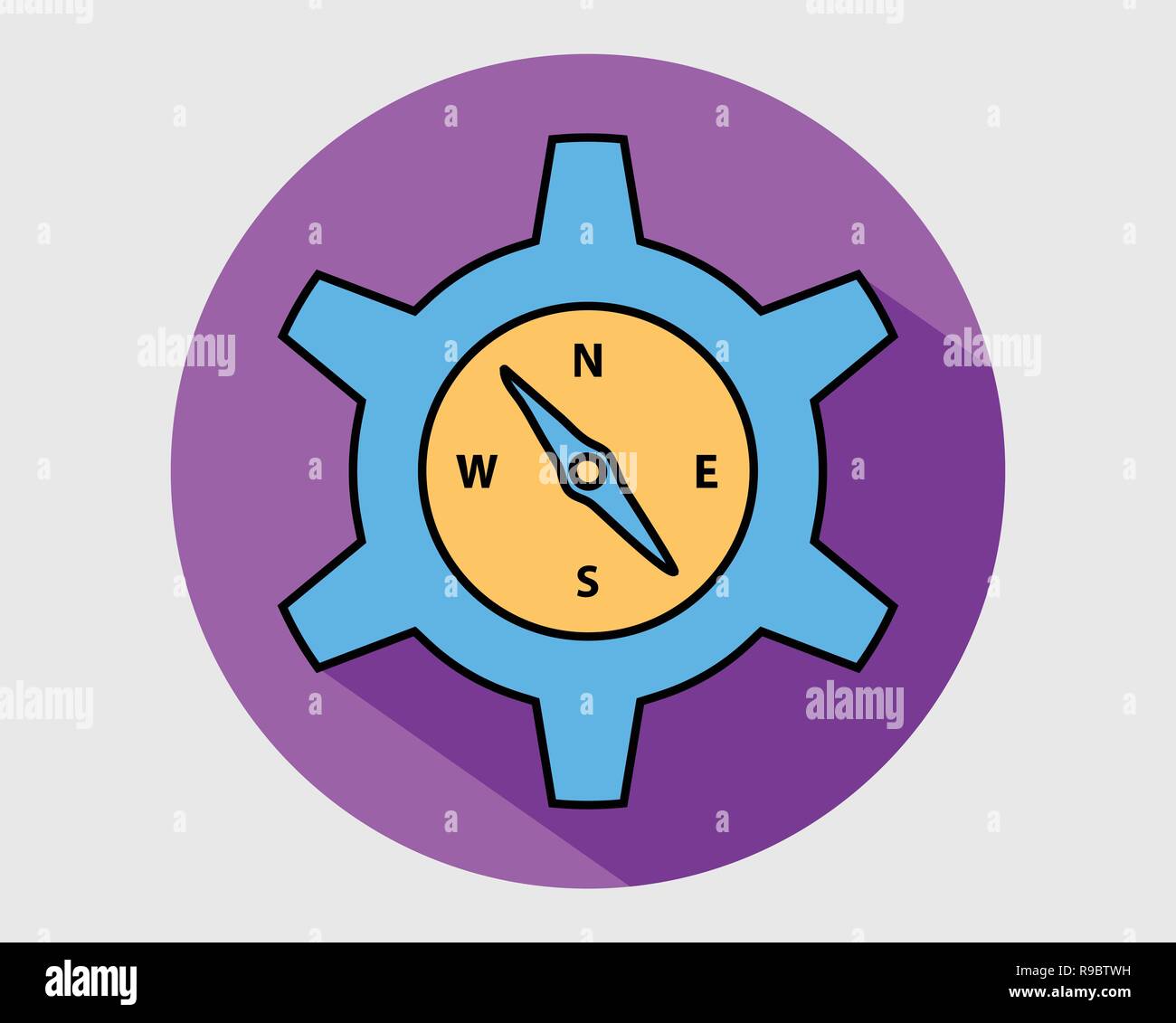 Colorful Compass Icon in gray Background button style Stock Vector ...