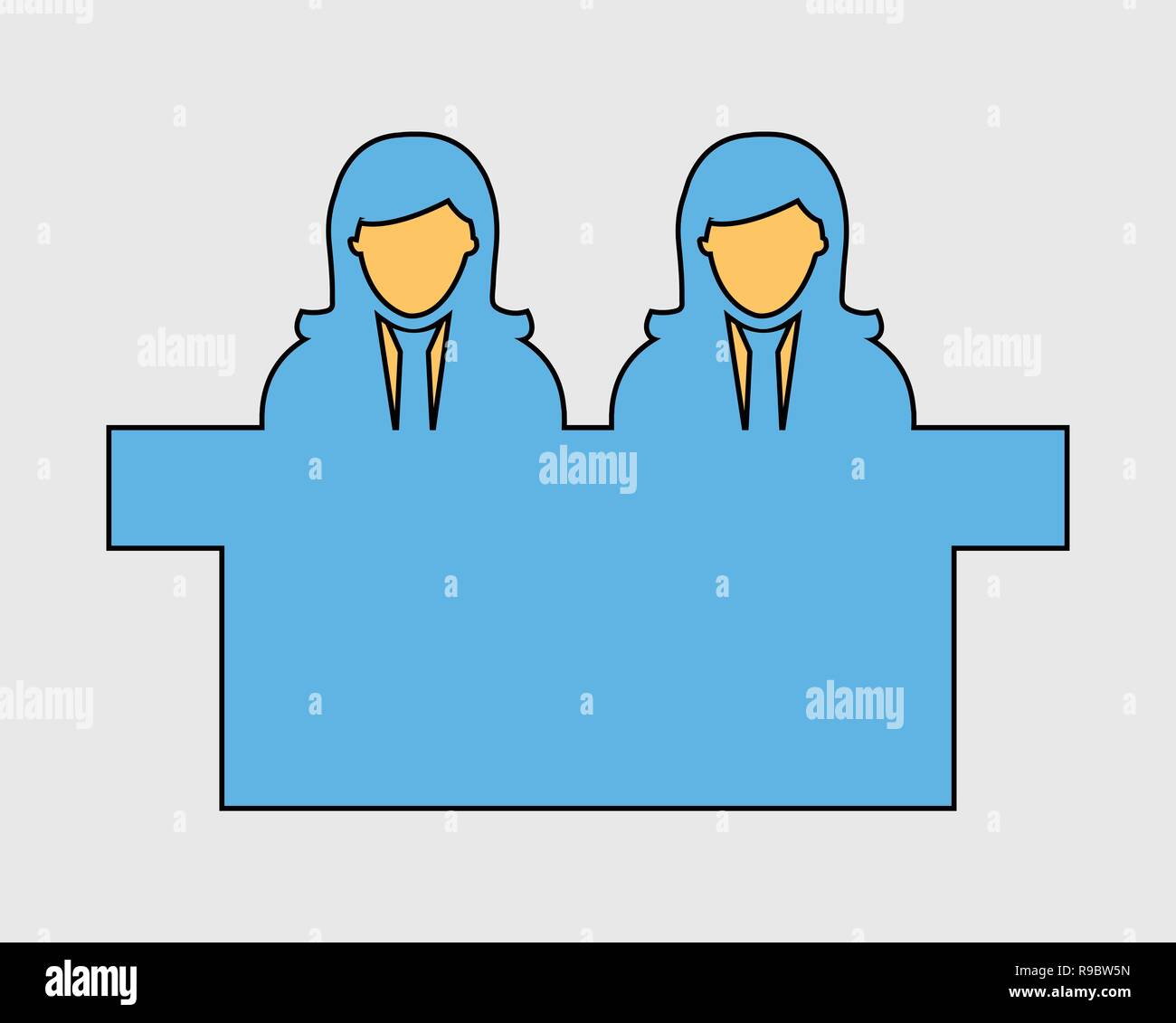 Colorful Interview Panel Icon with desk on gray background Stock Vector ...