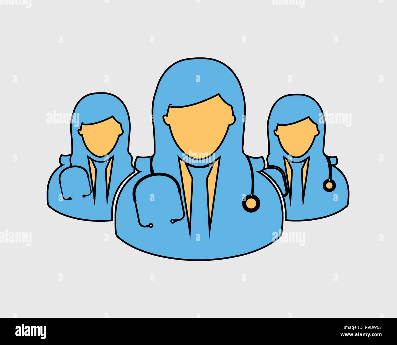 Colorful Female Medical Team Icon. Women doctor symbols on gray ...