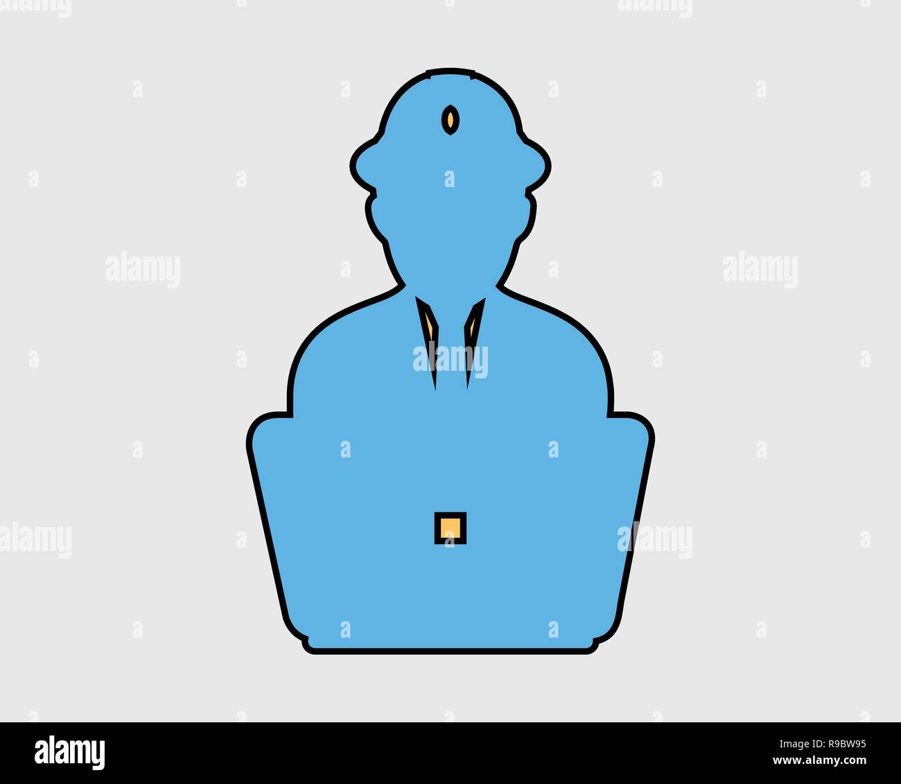 Colorful Computer Engineer Icon. Male symbol with computer monitor ...