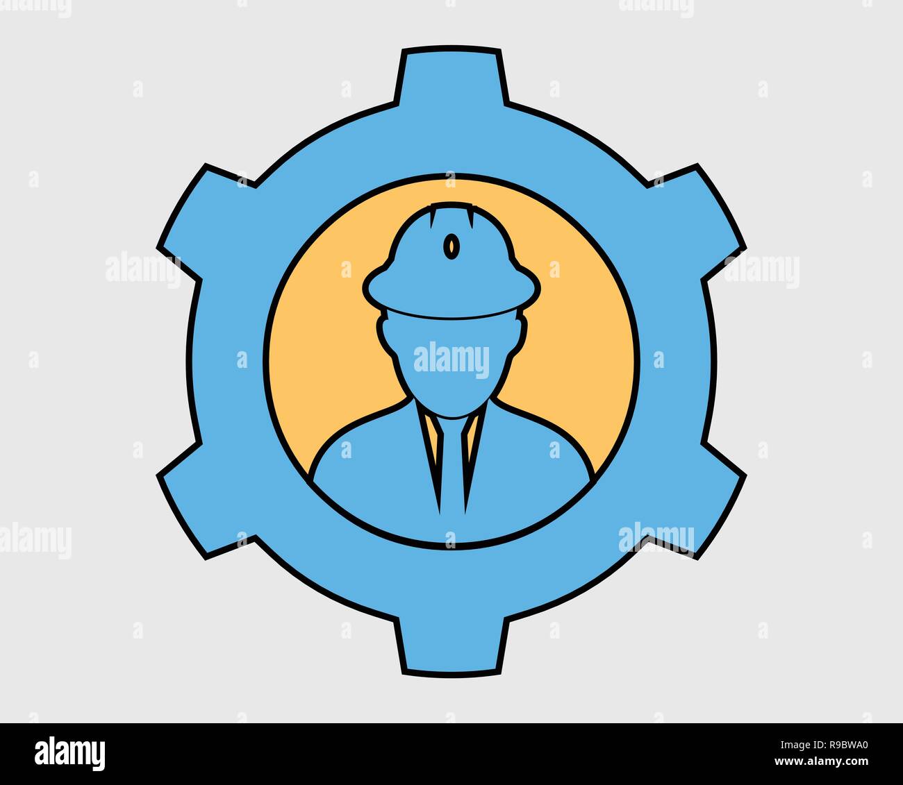 Colorful Mechanical Service Icon. Male Symbol with Gear Sign Stock ...