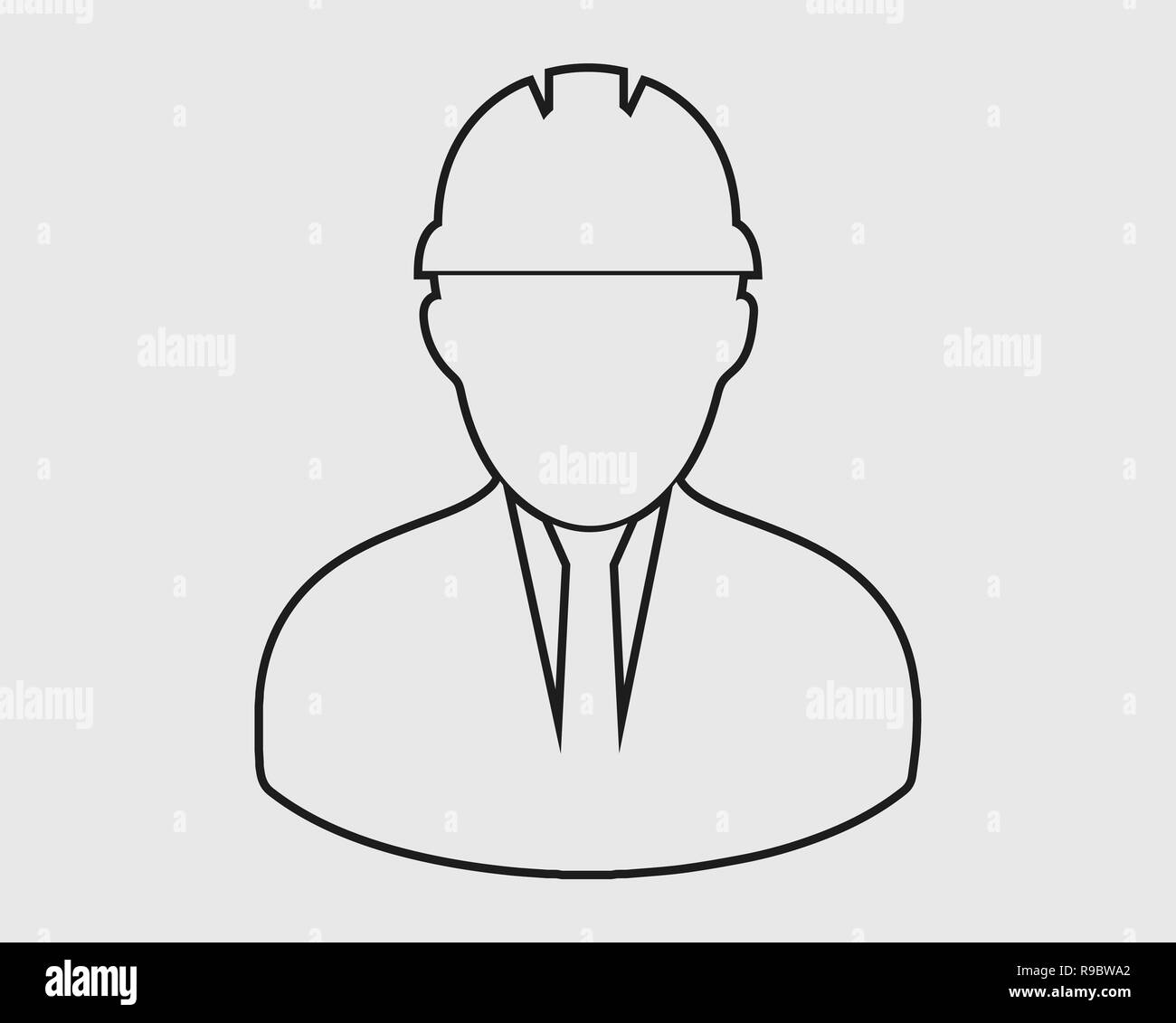 Engineer line Icon . Male symbol with helmet on head Stock Vector Image ...