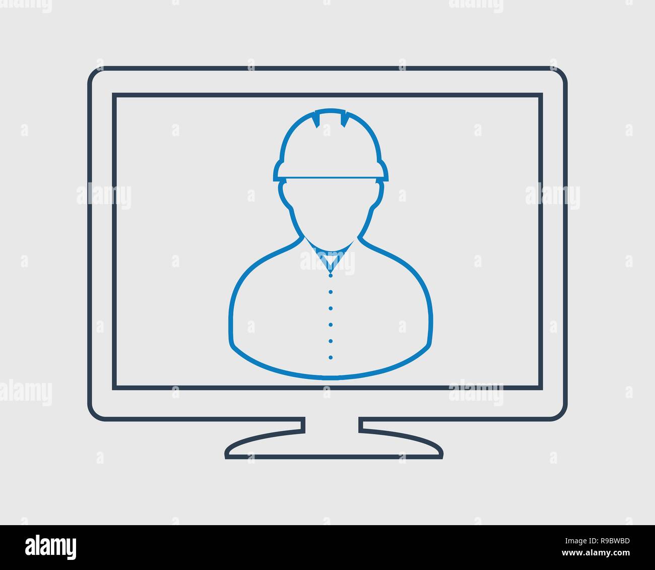 Online Technical Support line Icon. Male Symbol on computer monitor ...