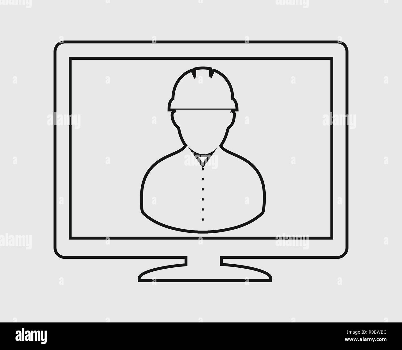 Online Technical Support line Icon. Male Symbol on computer monitor ...