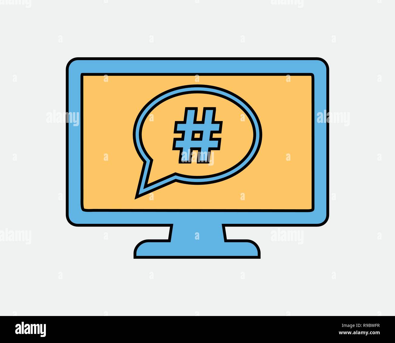Colorful Hash tagging icon on computer screen Stock Vector Image & Art ...