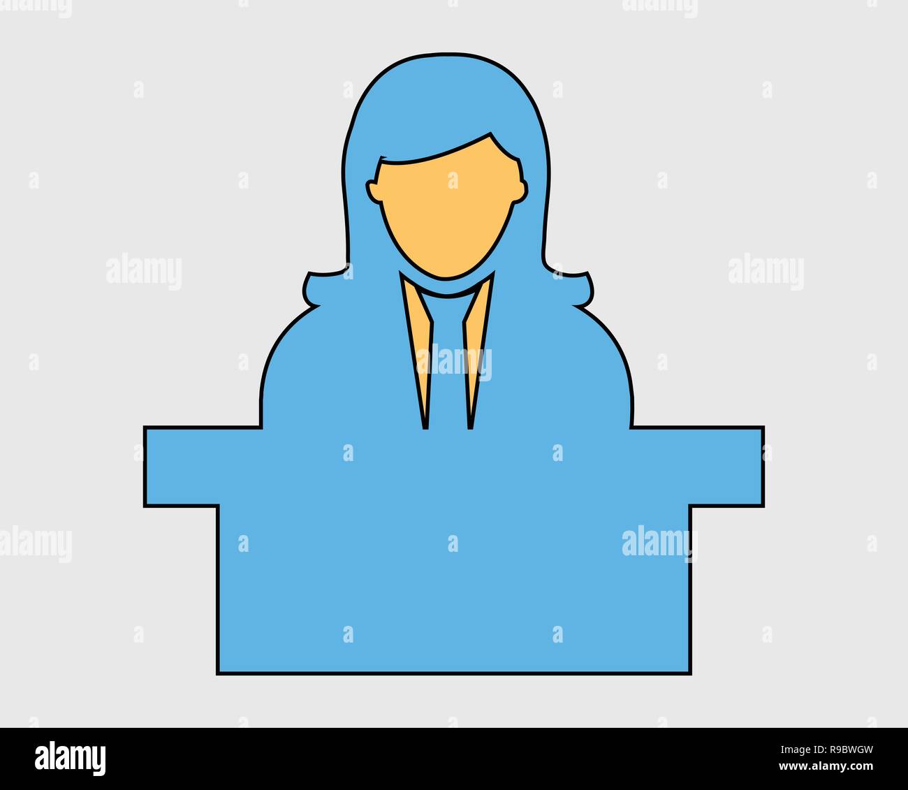 Colorful Reception Icon. Female Symbol behind the desk Stock Vector ...