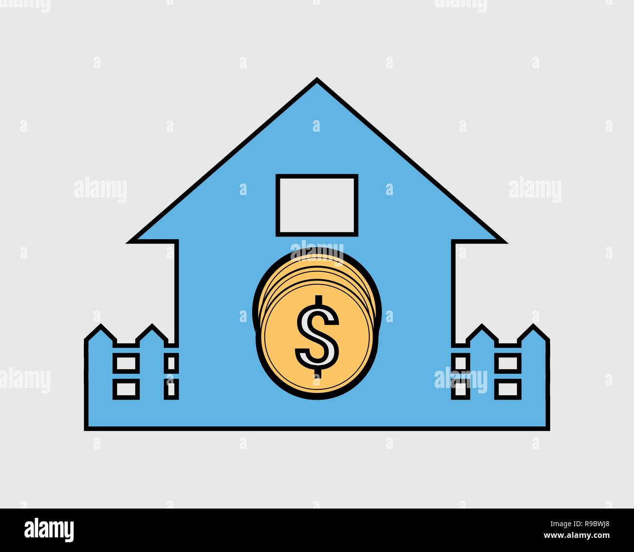 Colorful Home loan icon. Coin symbol with house sign Stock Vector Image ...