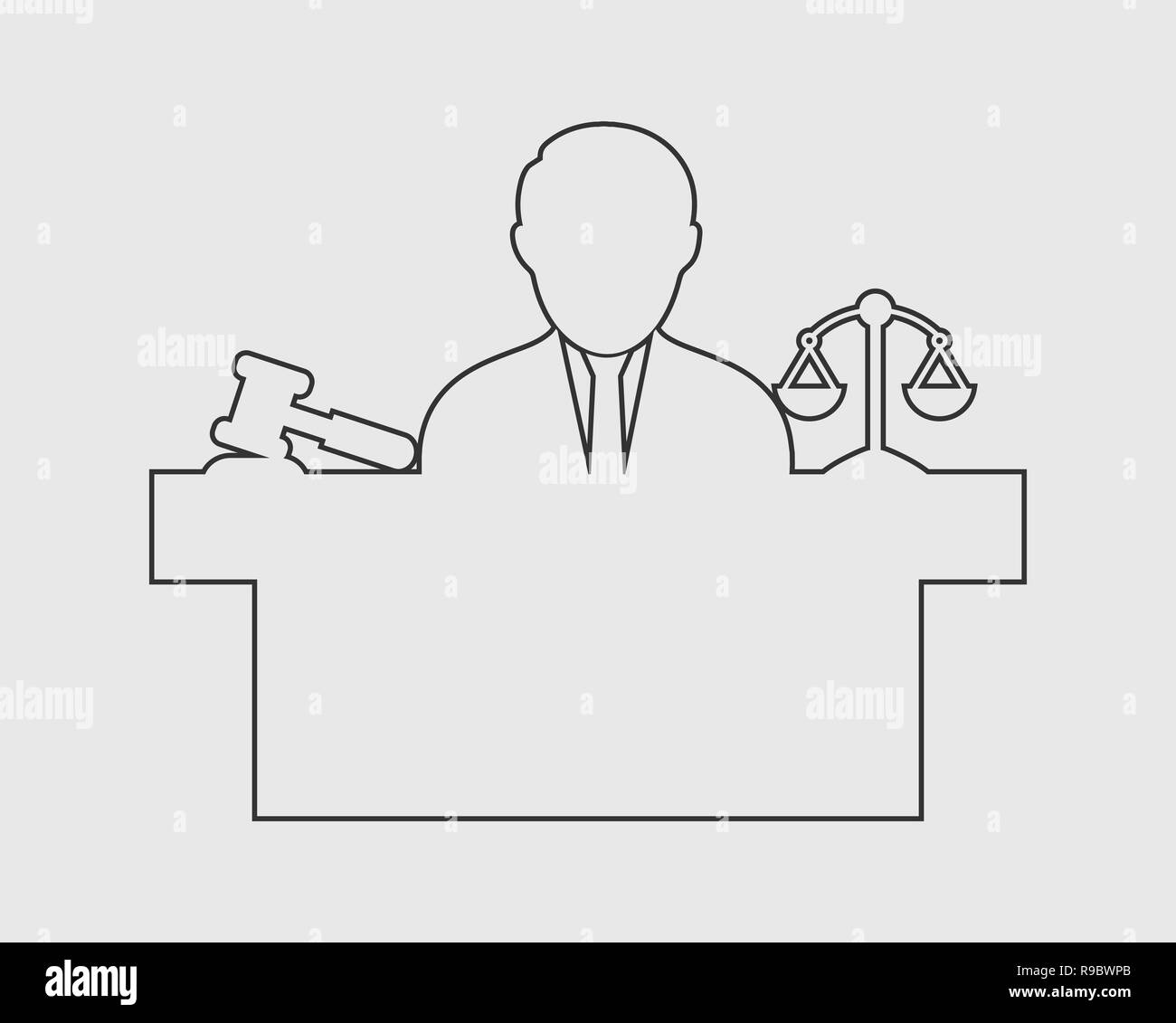 Male Judge line Icon with balance and hammer symbol Stock Vector Image ...