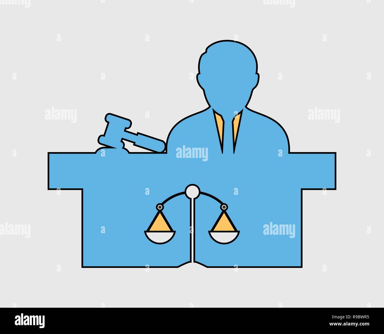 Colorful Male Judge Icon with balance and hammer symbol Stock Vector ...