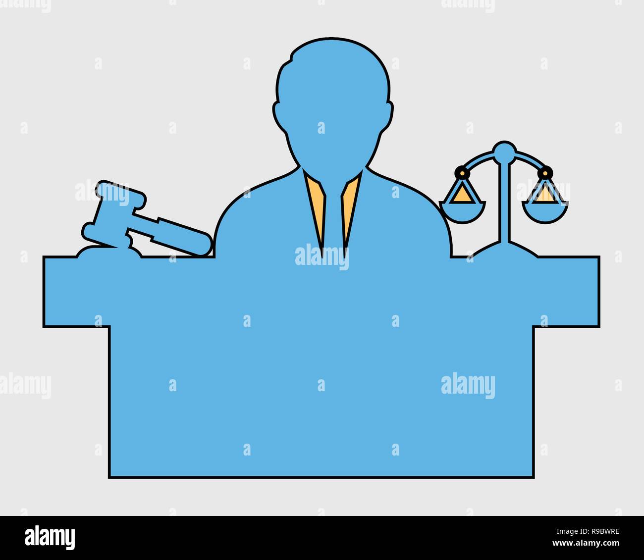 Colorful Male Judge Icon with balance and hammer symbol Stock Vector ...