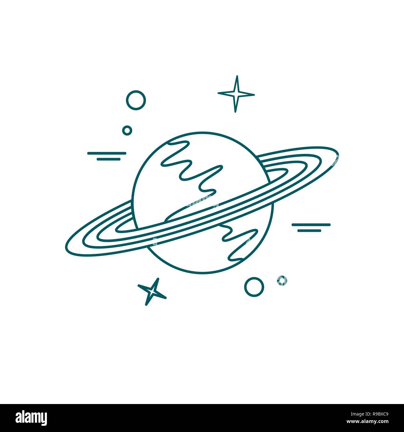 Vector illustration of the planet Saturn with ring system. Design for ...