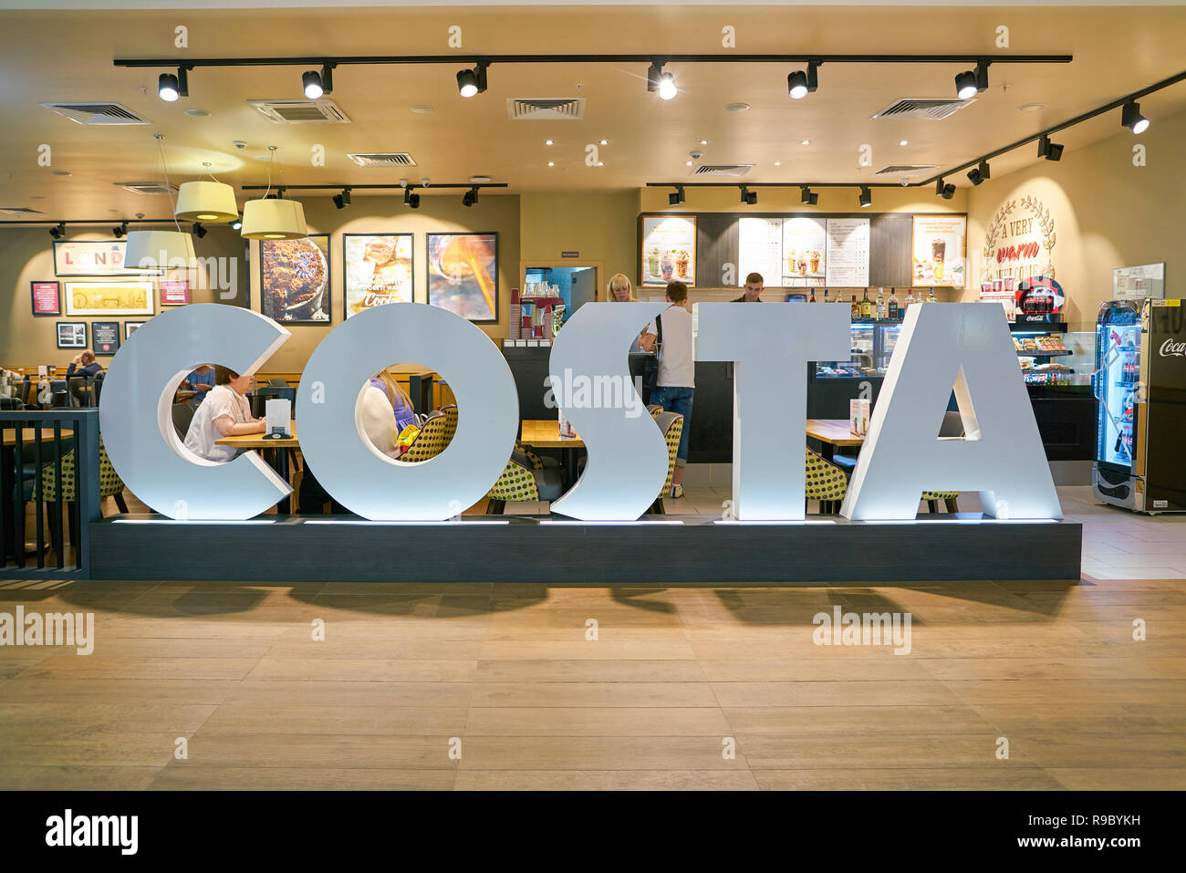 NIZHNY NOVGOROD, RUSSIA - CIRCA JULY, 2018: Costa sign in Strigino ...