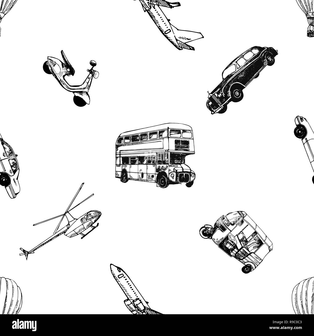 Seamless pattern of hand drawn sketch style different types of ...