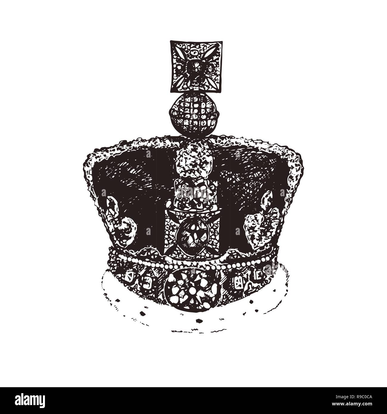 Hand drawn sketch style crown isolated on white background. Vector ...