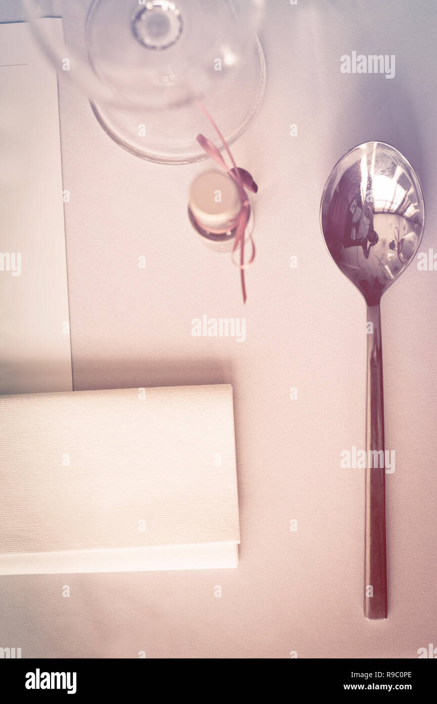 Top view wedding decoration table Stock Photo - Alamy