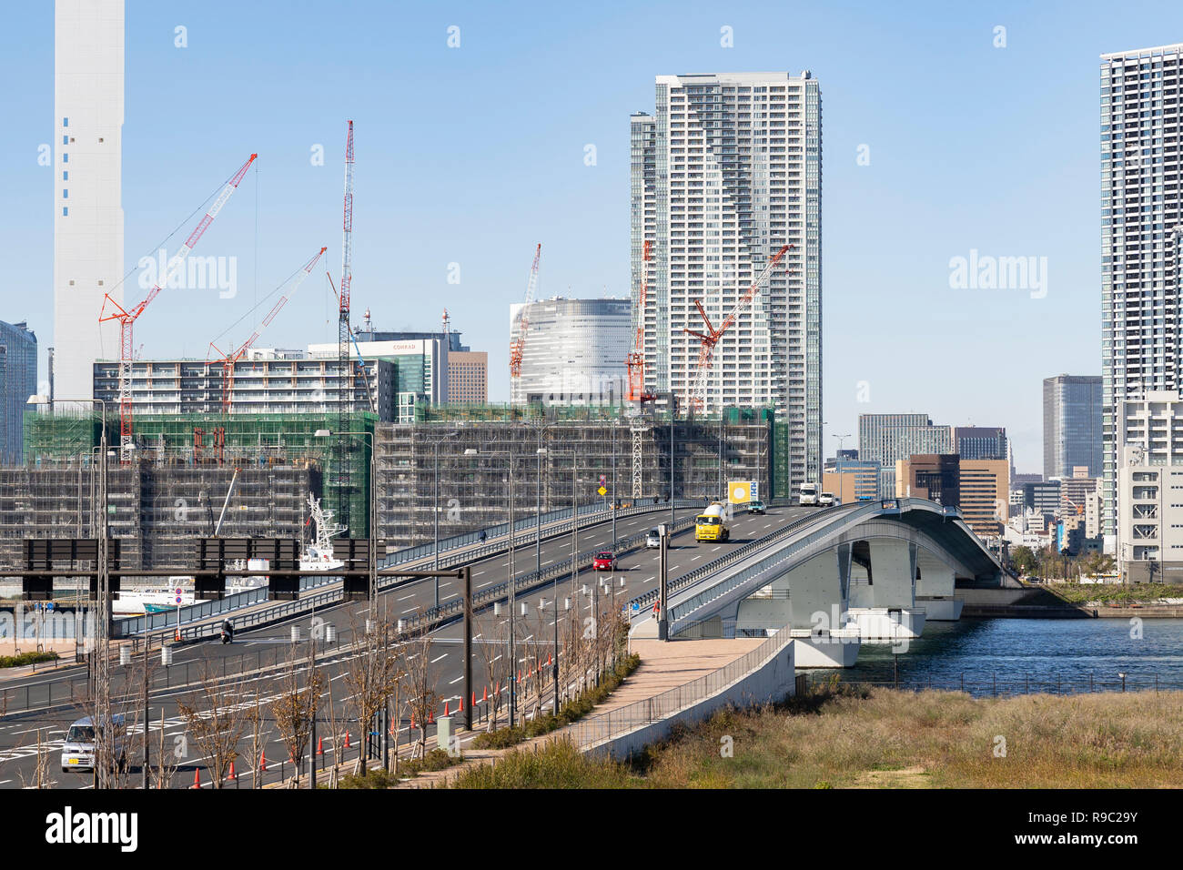 Tokyo City Planning Road Circle Line No.2 and Toyosu-ohashi bridge ...
