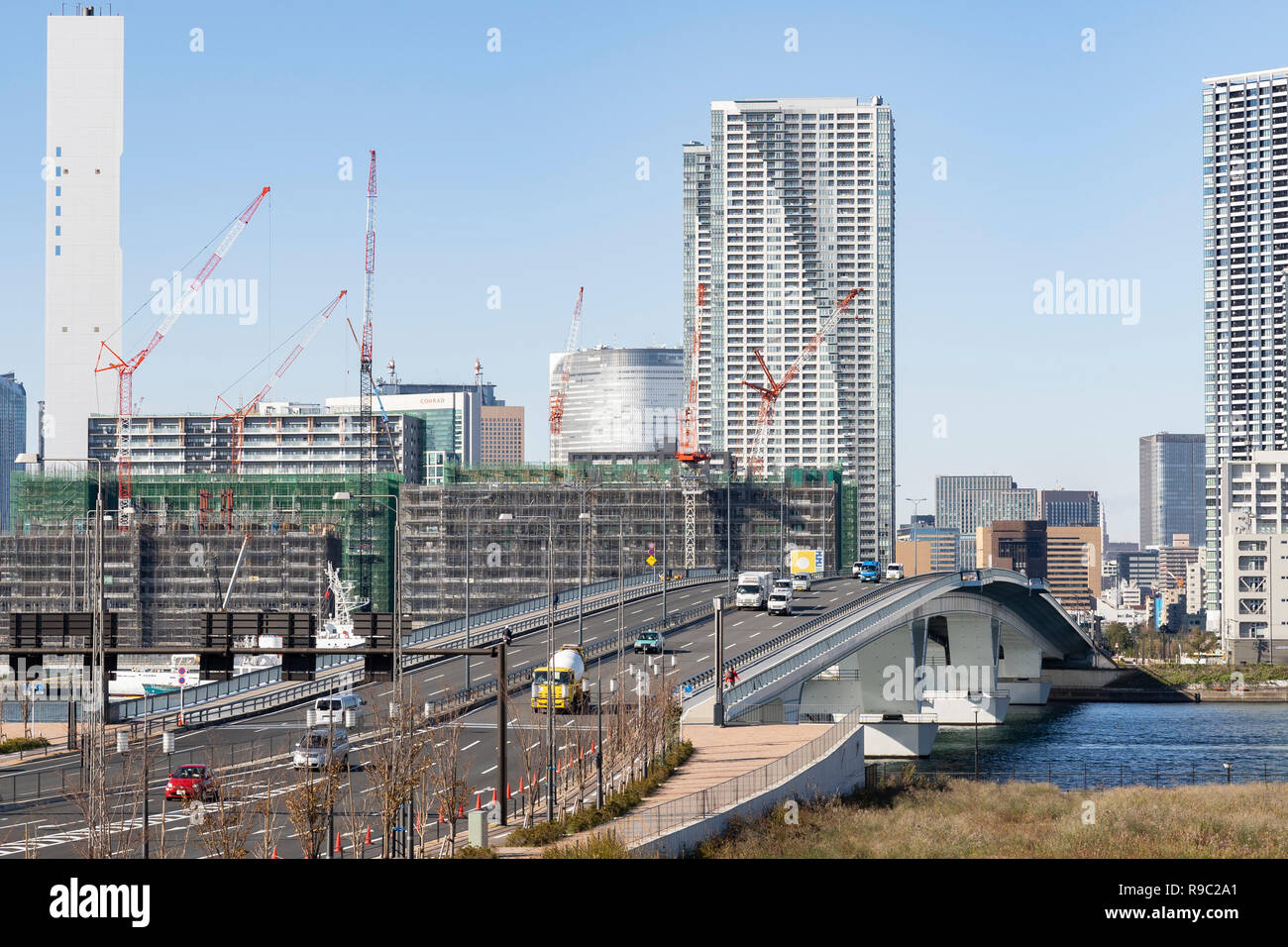 Tokyo City Planning Road Circle Line No.2 and Toyosu-ohashi bridge ...