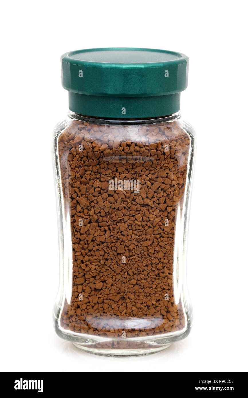 Instant coffee in glass jar isolated on white background Stock Photo ...