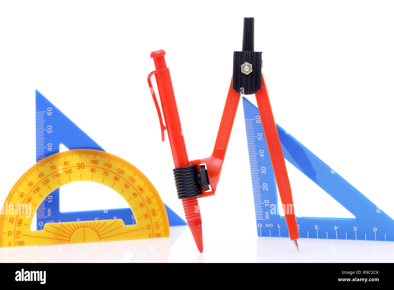 Compass, Protractor And Setsquare On Graph Paper Stock Photo Alamy ...