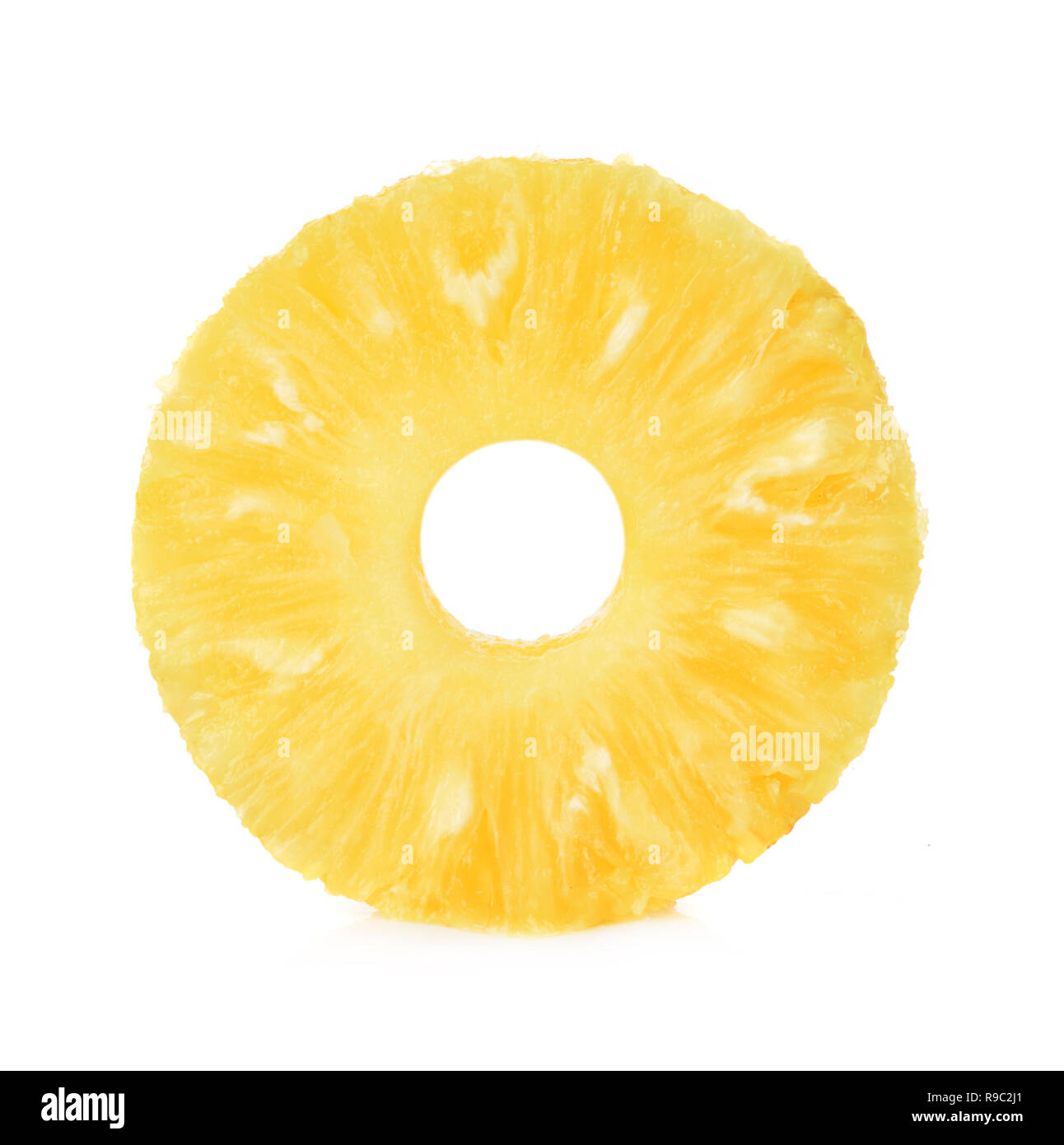 Slices of Fresh pineapple, Donut shapes, Canned pineapple, isolated on ...