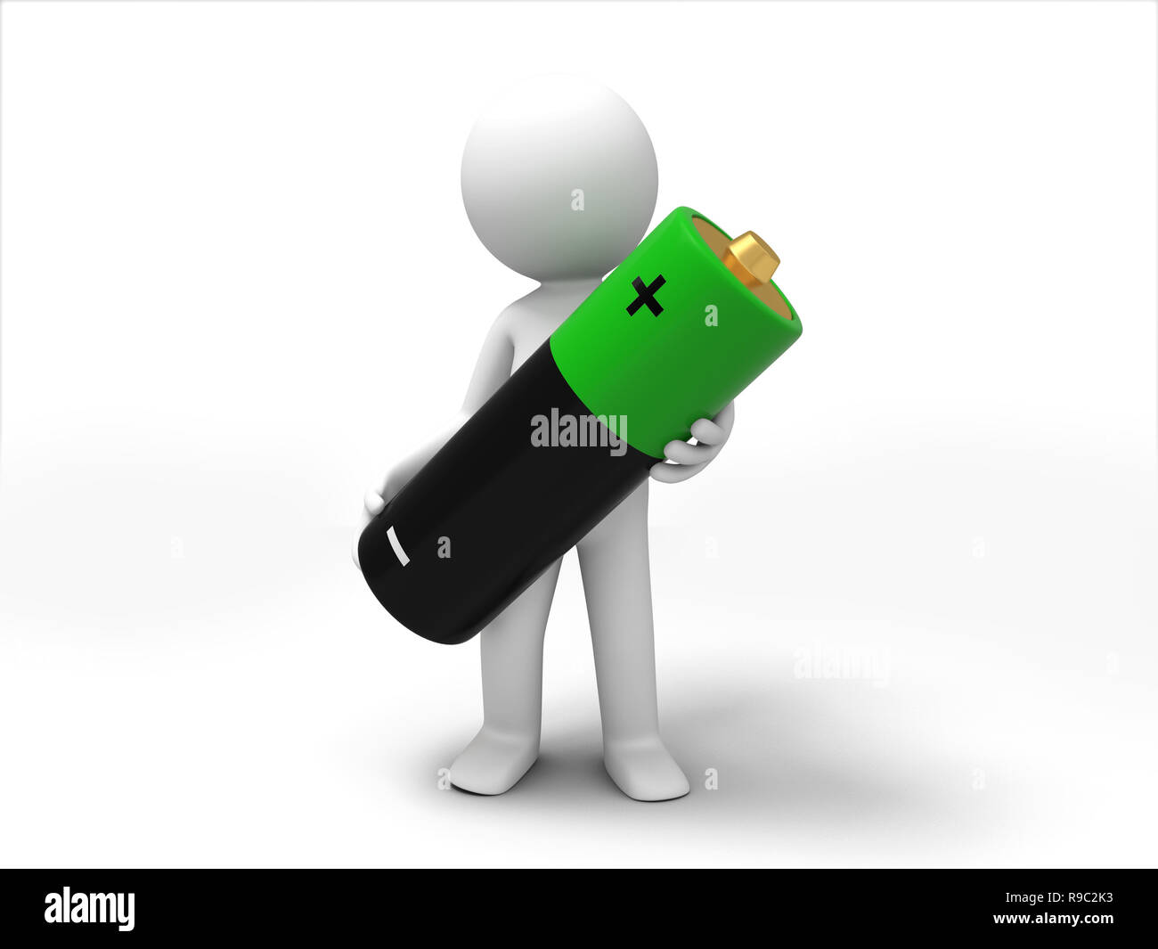 A 3d people was holding a battery Stock Photo - Alamy