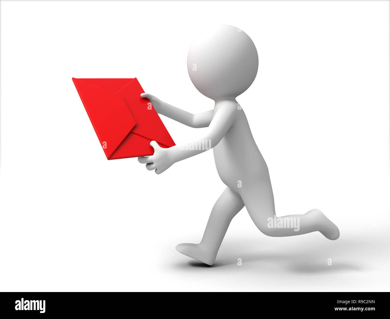 A 3d people is running to send a letter Stock Photo - Alamy