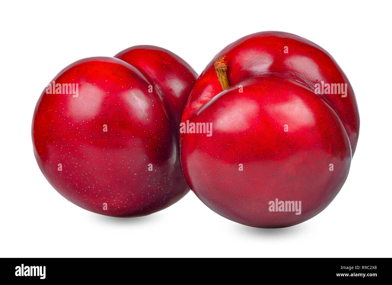Fresh Red plum isolated on white clipping path Stock Photo - Alamy