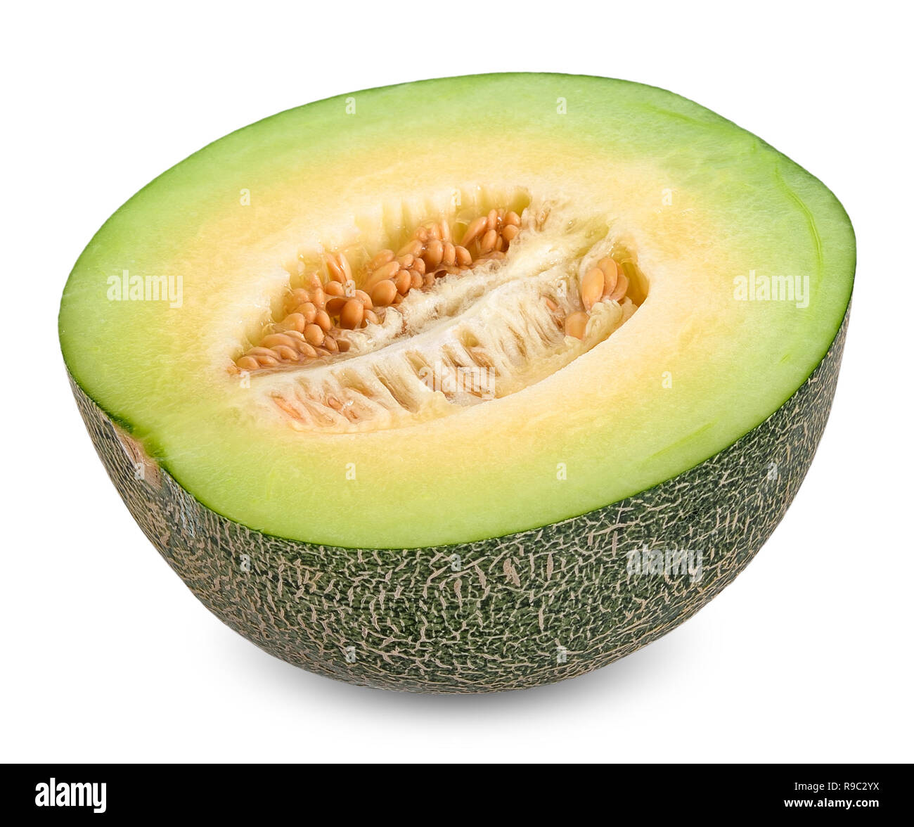 Half Melon isolated on white with clipping path Stock Photo - Alamy