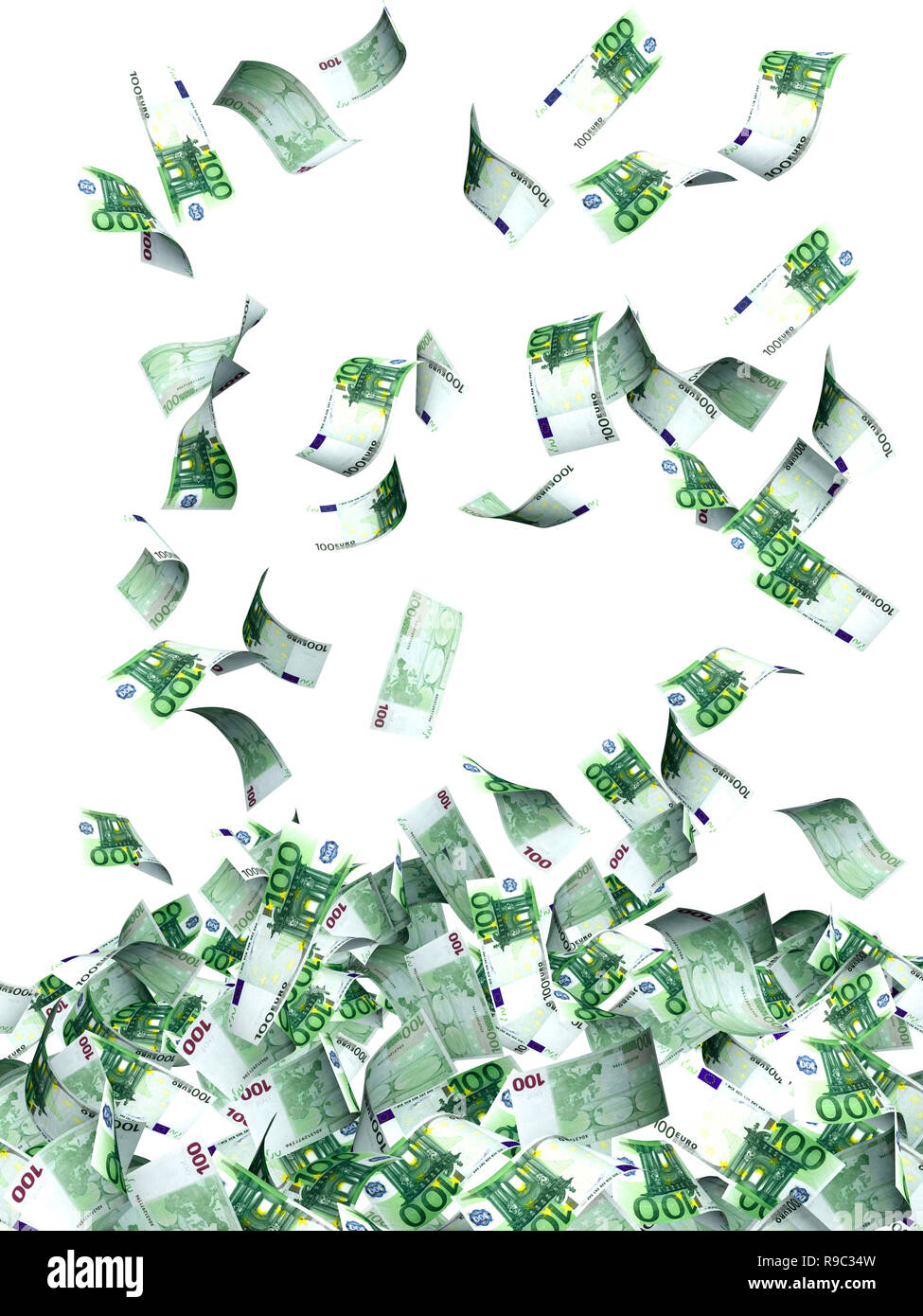 Flying euro banknotes. Isolated over white Stock Photo - Alamy