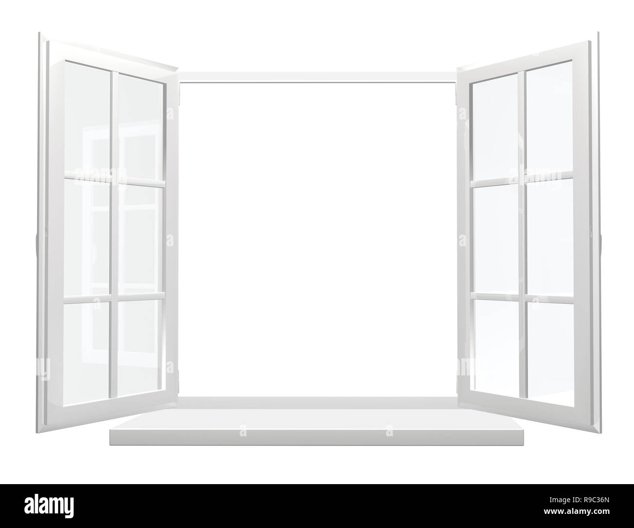 Opened window. Isolated over white Stock Photo - Alamy