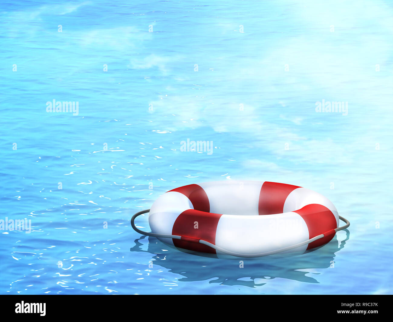 Lifebuoy, floating on waves Stock Photo - Alamy