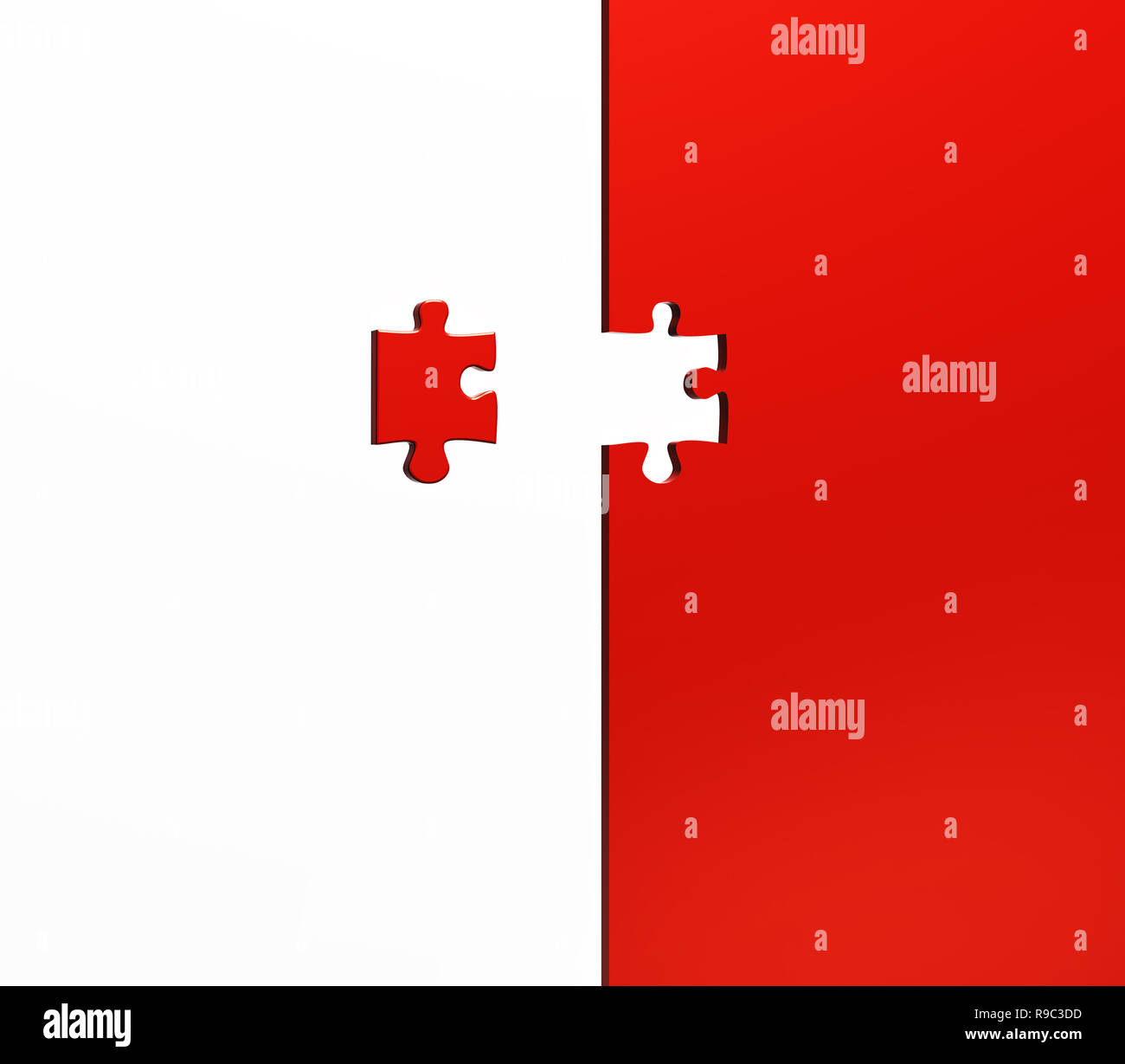 Puzzle of red color. Isolated on white background Stock Photo - Alamy