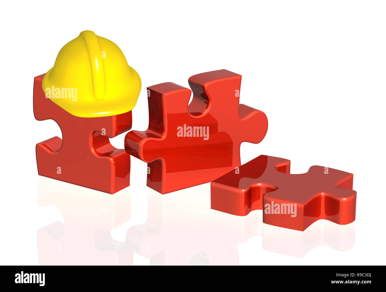 Parts of puzzle and hat. Objects on white background Stock Photo - Alamy