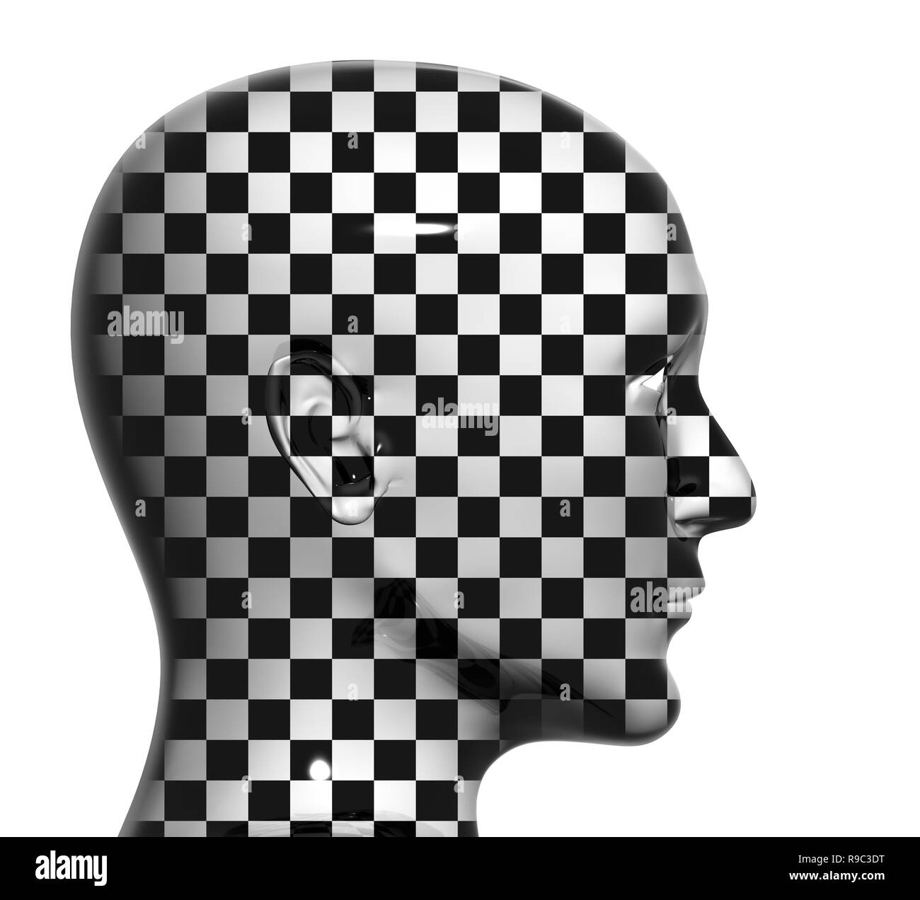 Human head with checkered texture. Isolated on white background Stock ...