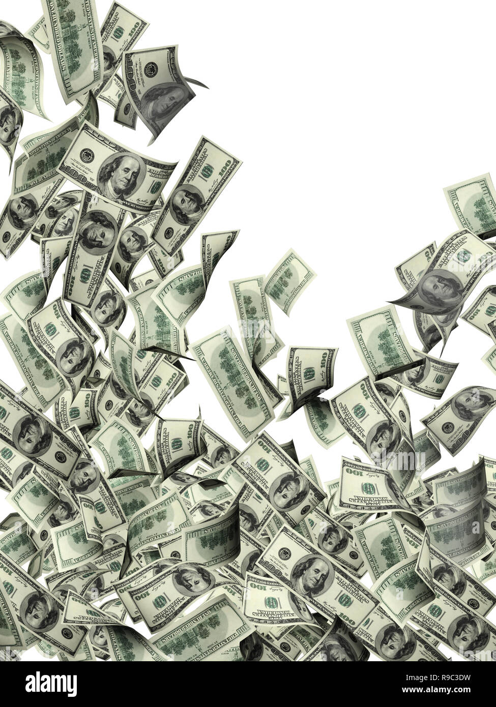 Flying banknotes of dollars. Isolated on white background Stock Photo ...