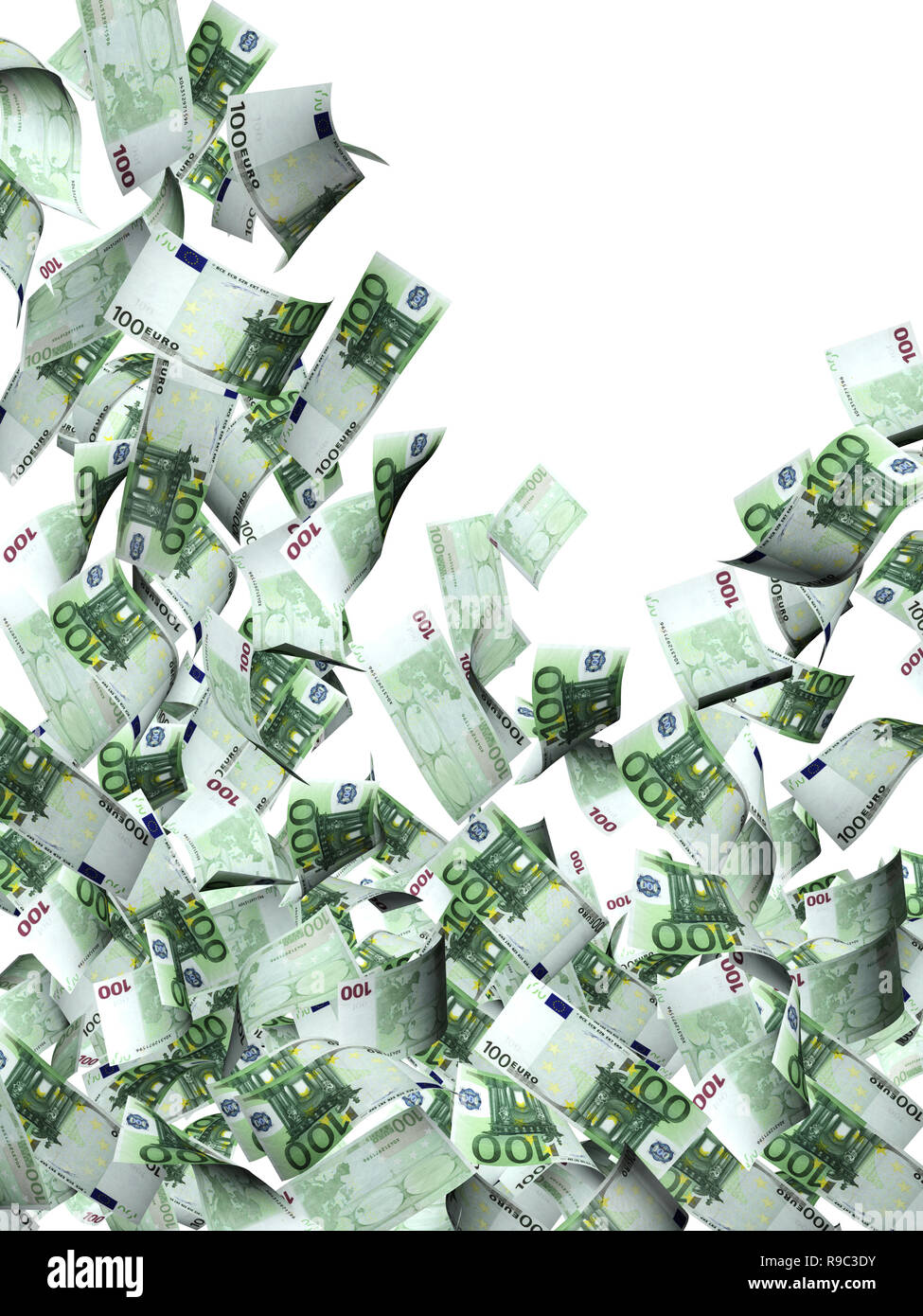 Flying banknotes of euro. Isolated on white background Stock Photo - Alamy