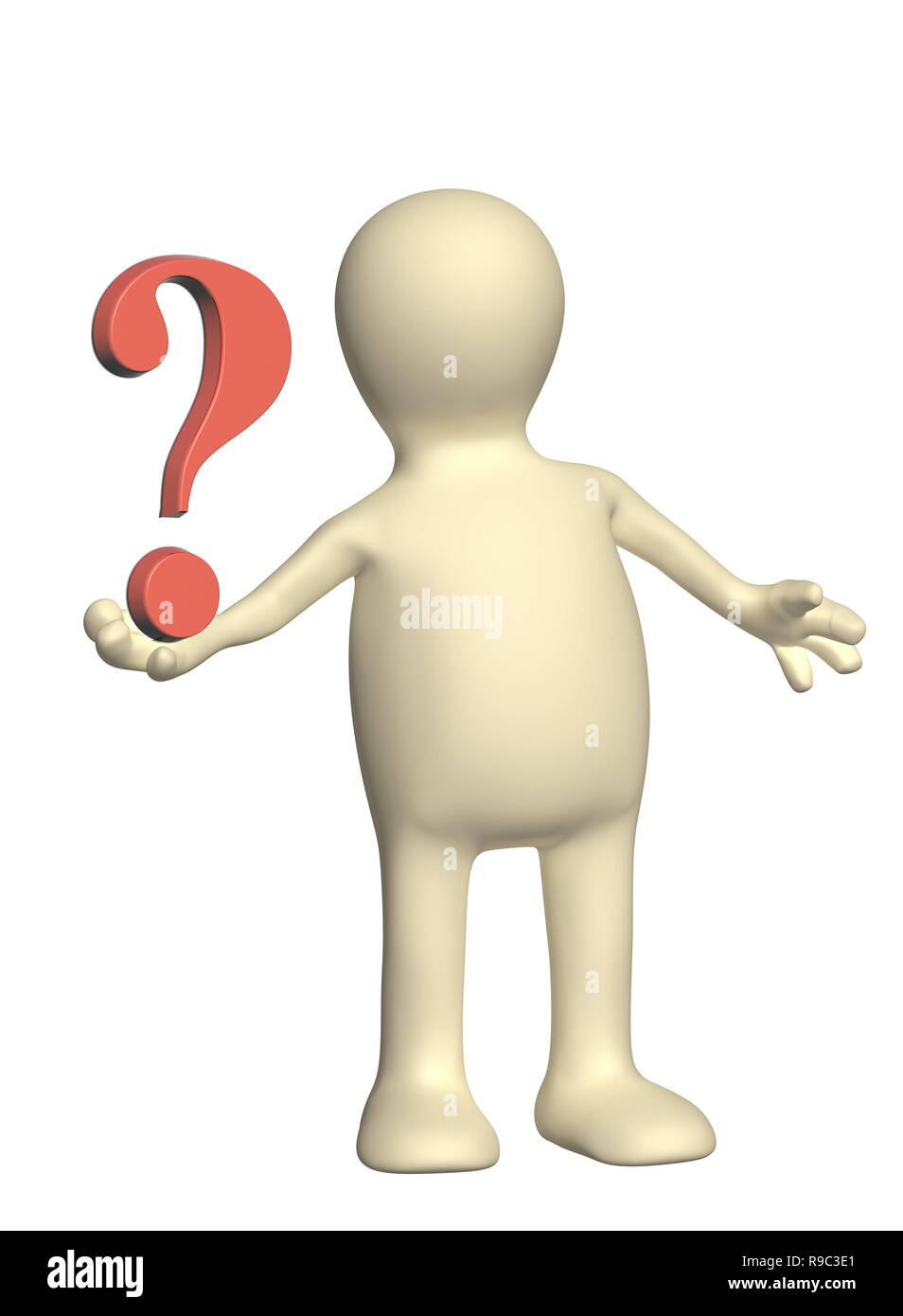 3d puppet with question mark. Isolated on white background Stock Photo ...