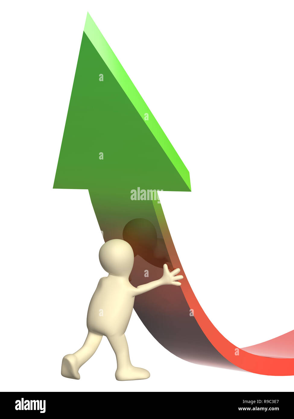 3d puppet, supporting an arrow. Isolated on white background Stock ...