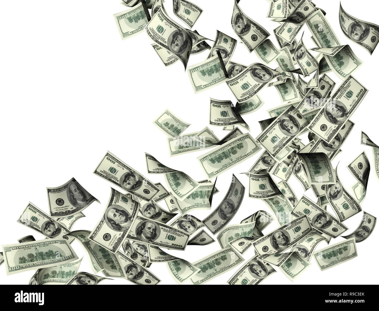 Flying banknotes of dollars. Isolated on white background Stock Photo ...